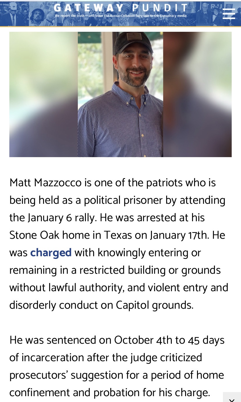 Matt Mazzocco, Jan 6th Political Prisoner Needs Your Help! Please Help ...